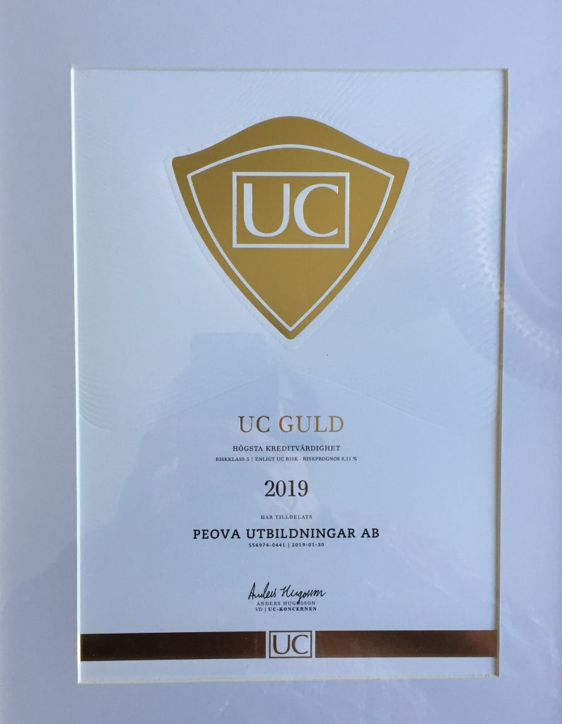 PeOVA | UC tilldelar PeOVA Utbildningar AB GULD i kreditvärdighet! - PeOVA